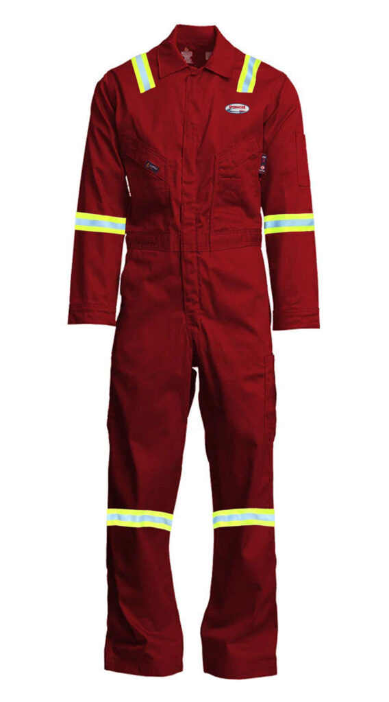 RED FR COVERALL WITH TWO TONE REFLECTIVE TAPE #CVFRD7RE - Pinch ...